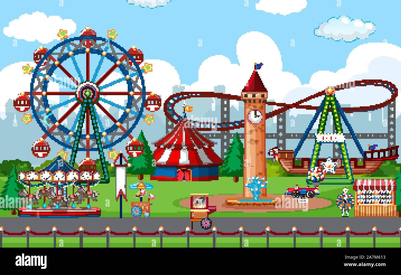 An outdoor funfair scene illustration Stock Vector Image & Art - Alamy