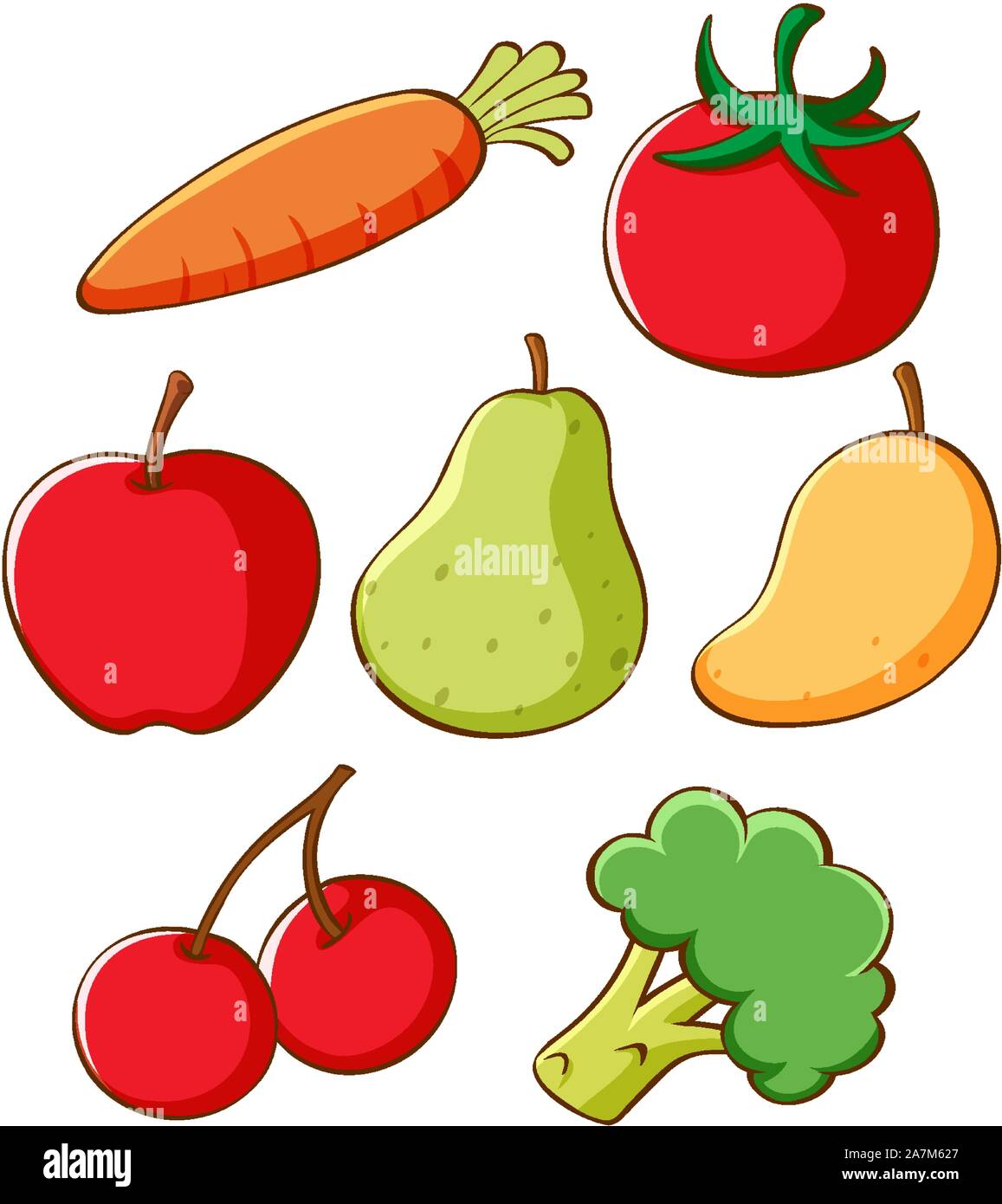 Set of different fruits and vegetables illustration Stock Vector Image ...