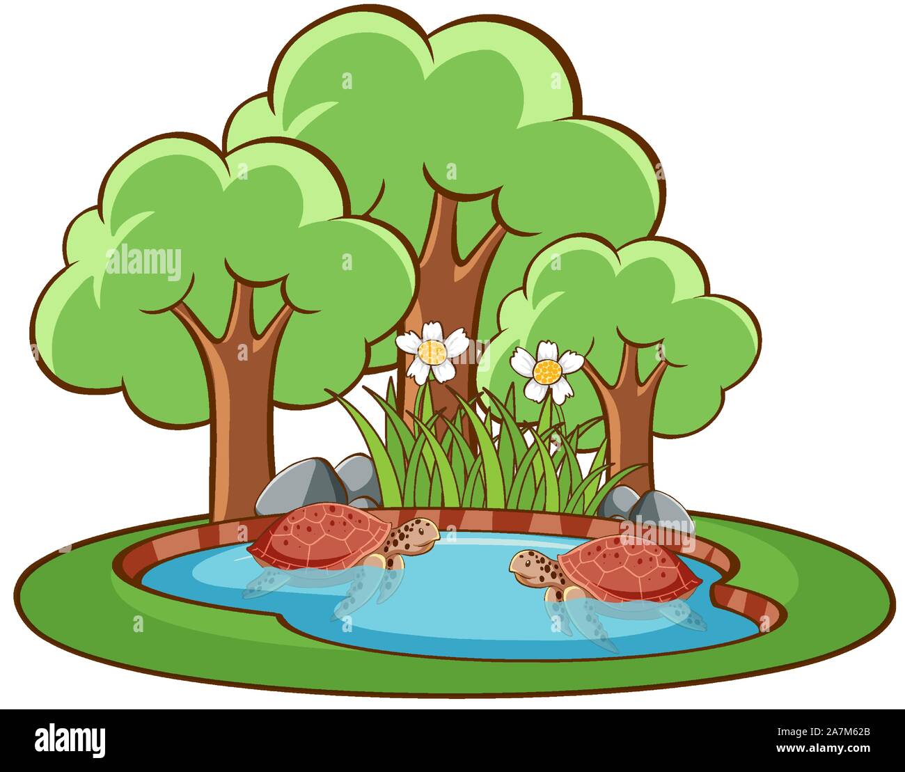 Isolated picture of turtles in the pond illustration Stock Vector Image ...