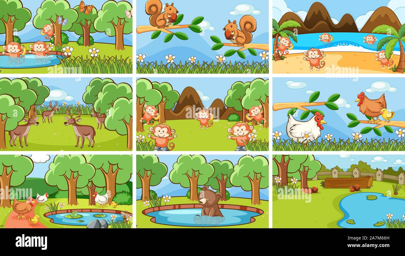 Background scenes of animals in the wild illustration Stock Vector ...