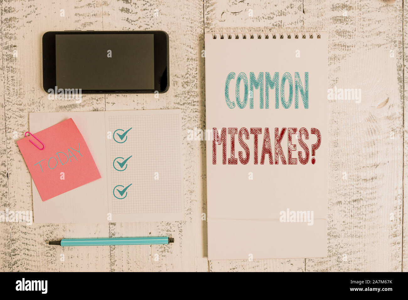 Writing note showing Common Mistakes Question. Business concept for ...