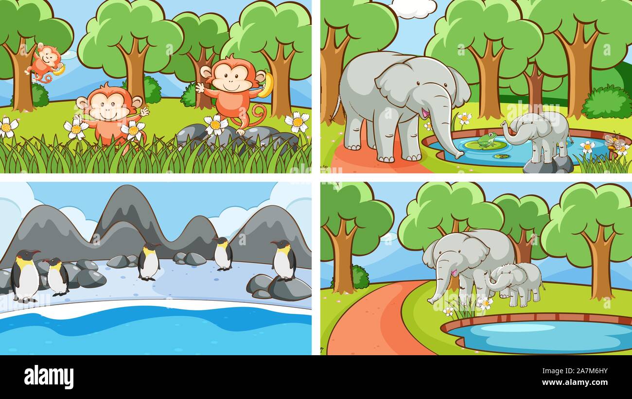 Background scenes of animals in the wild illustration Stock Vector ...
