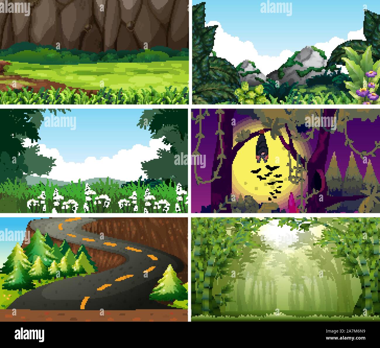 Empty, blank landscape nature scenes illustration Stock Vector Image ...