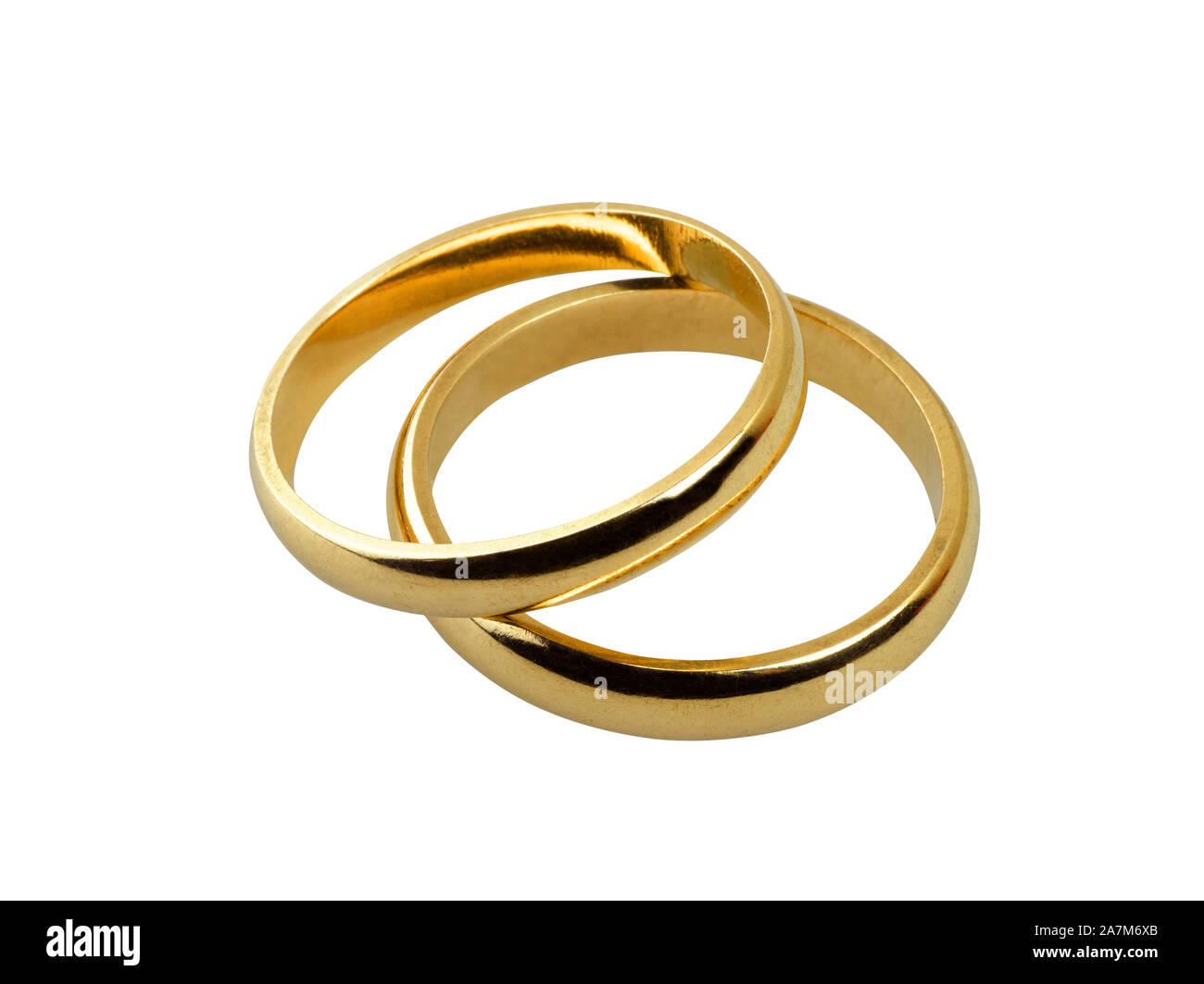 Old wedding rings together isolated on white with clipping path Stock ...