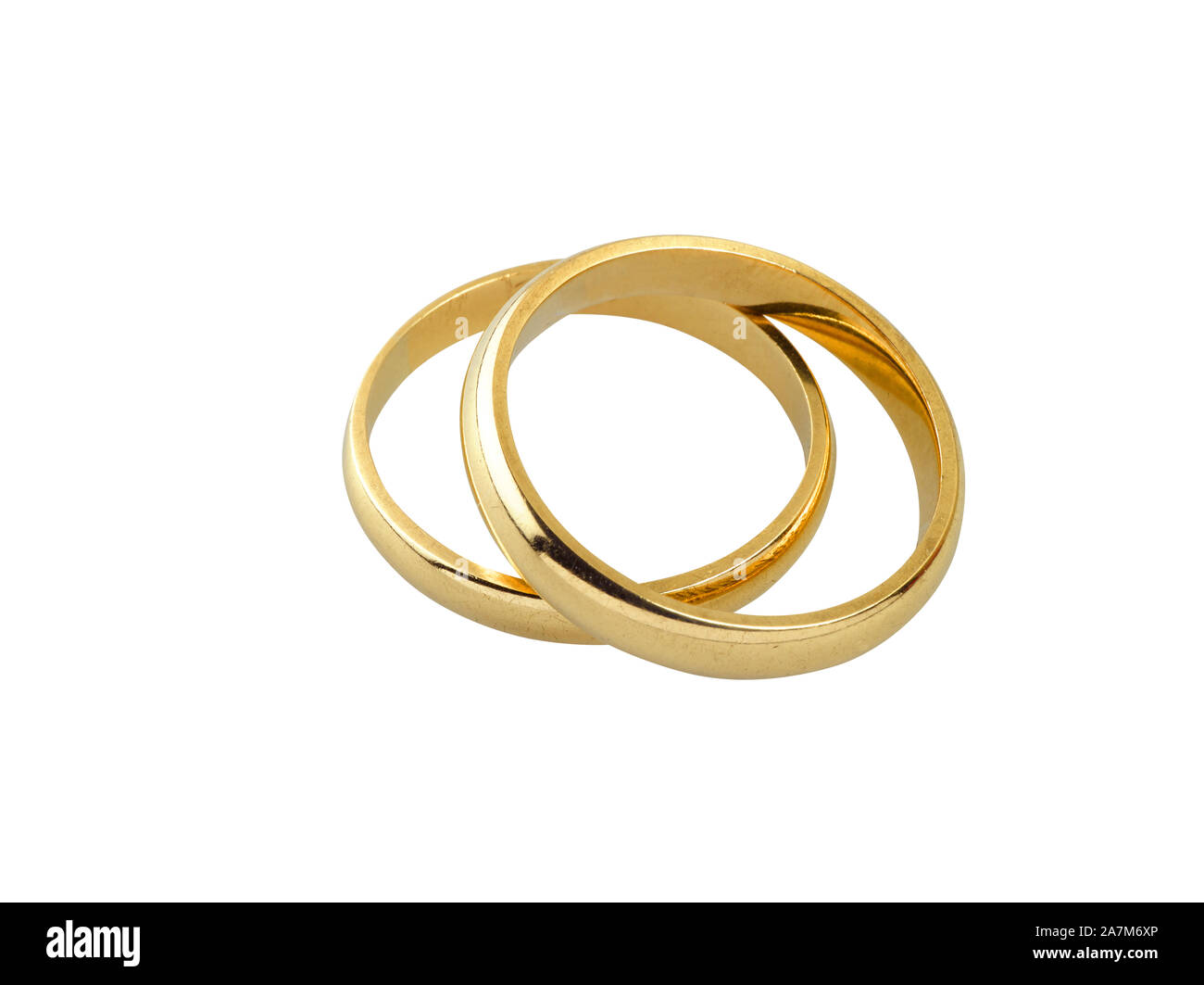 Old wedding rings together isolated on white with clipping path Stock ...