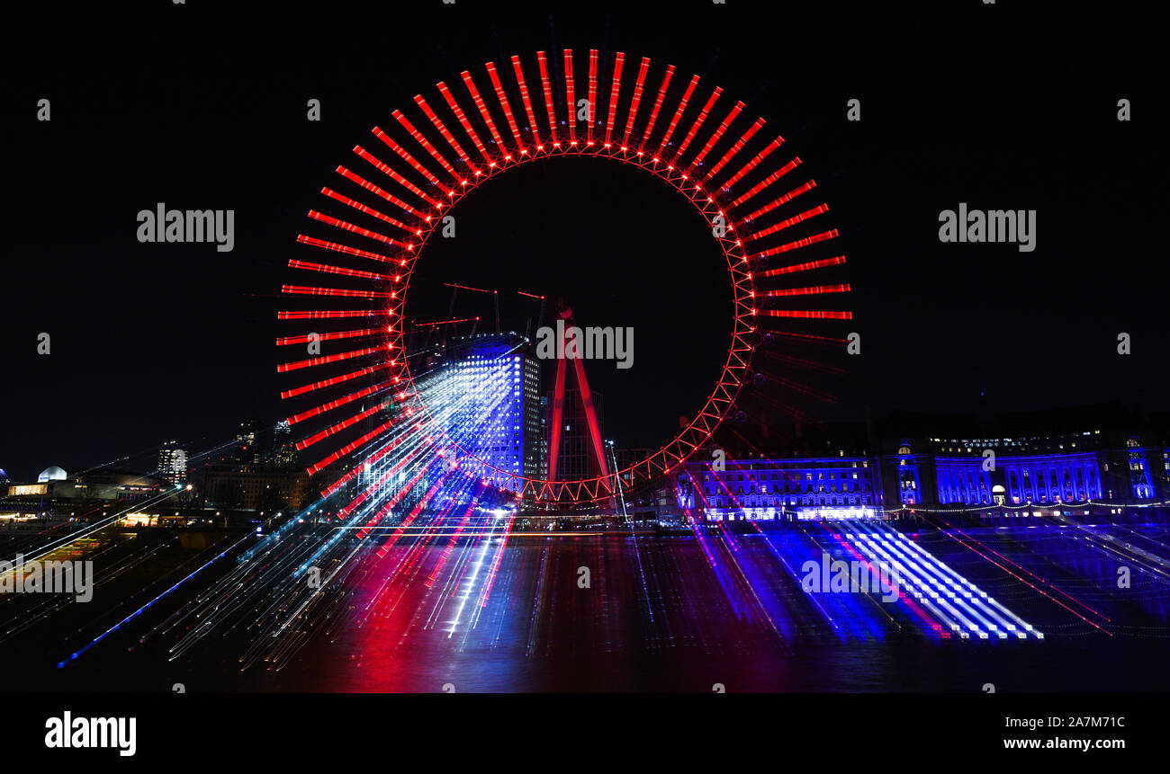 The iconic London Eye photographed at night using in-camera Intentional ...