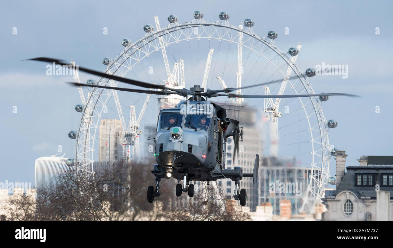 A British Army Wildcat helicopter operated by the Army Air Corps at low ...