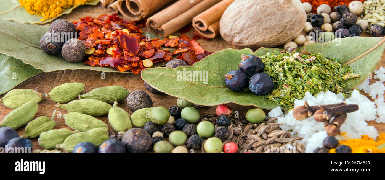 Different spices as background banner Stock Photo - Alamy