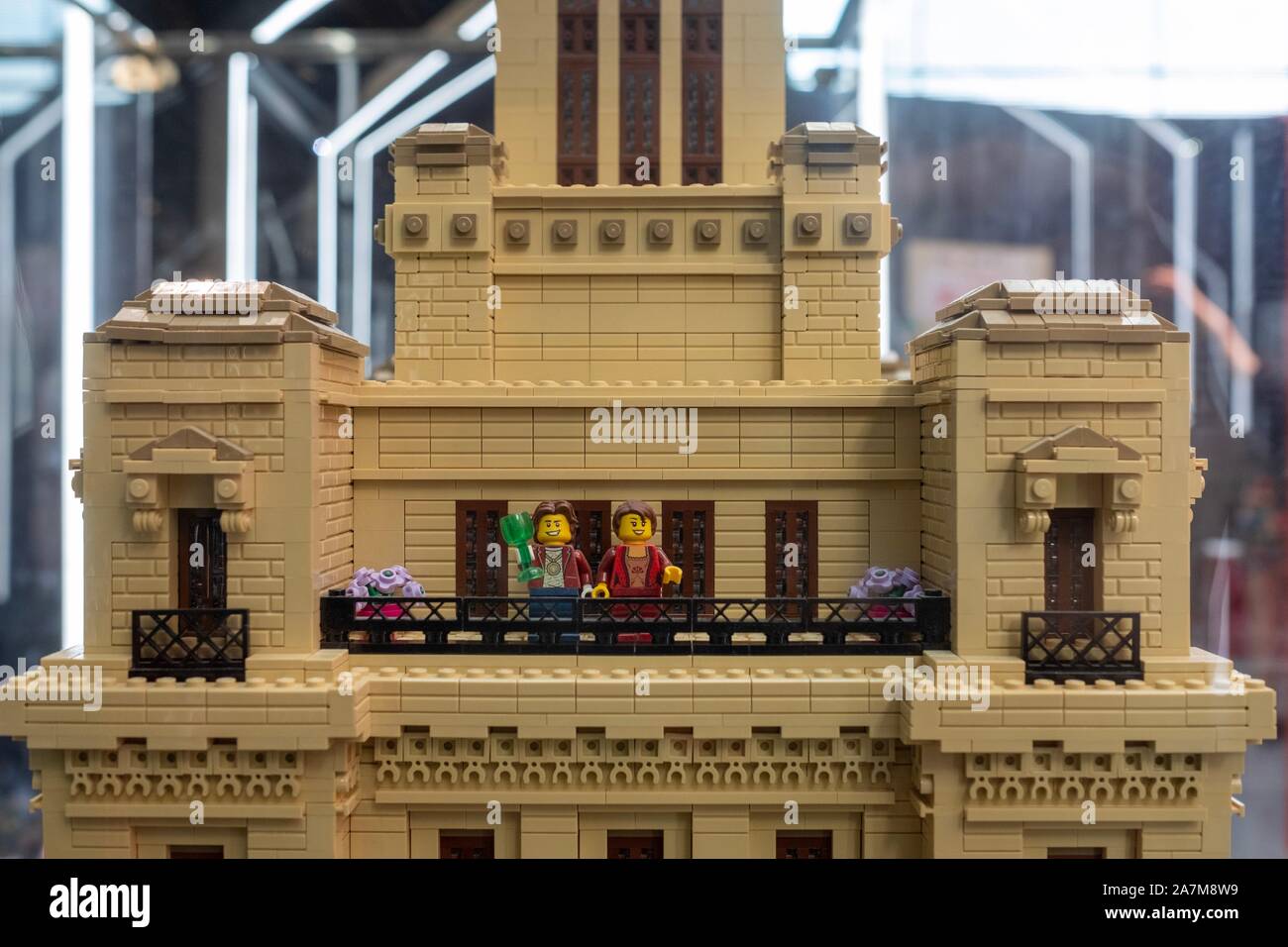 The Lego toy model of the Bund in Shanghai and neighboring road scenes ...