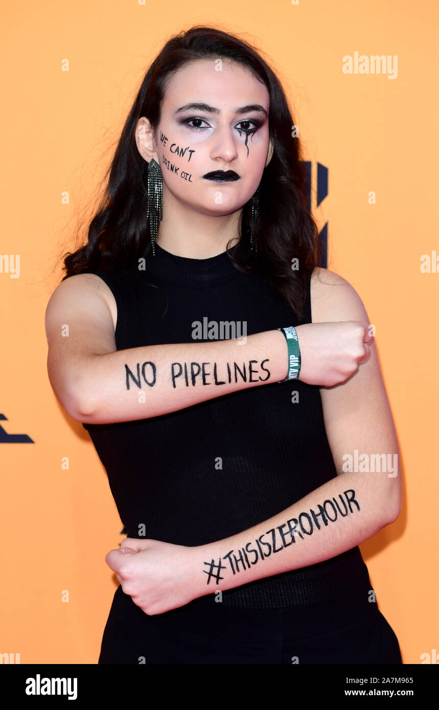 Jamie Margolin attending the MTV Europe Music Awards 2019, held at the ...