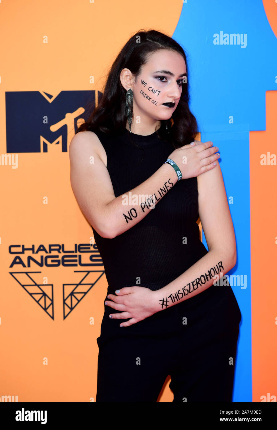 Jamie Margolin attending the MTV Europe Music Awards 2019, held at the ...