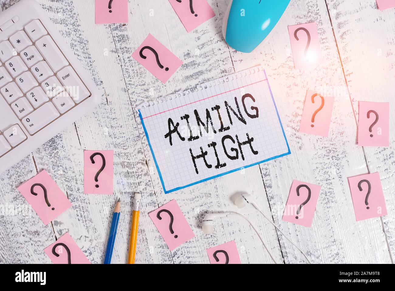 Conceptual hand writing showing Aiming High. Concept meaning a result ...