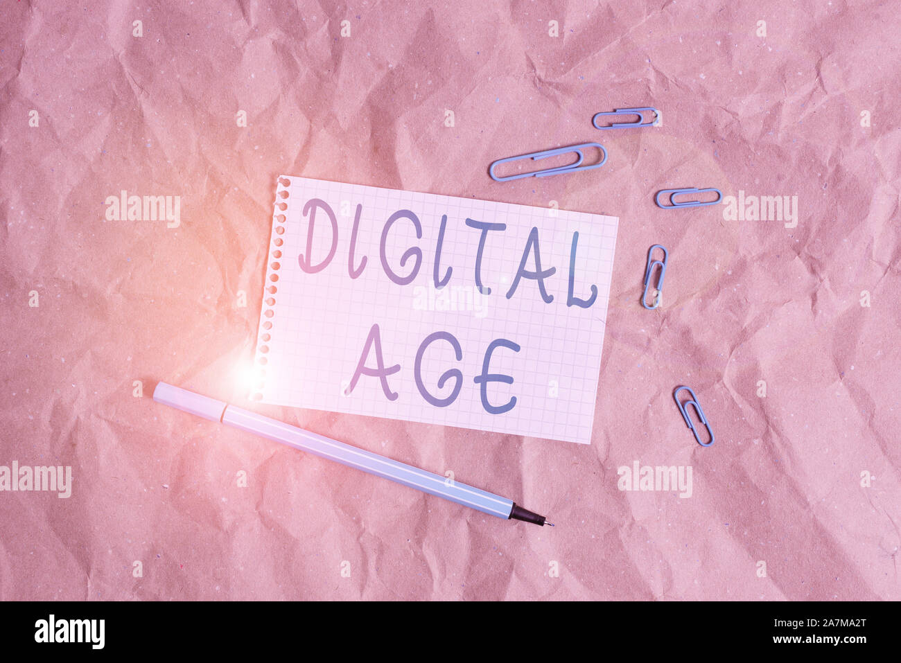 Writing note showing Digital Age. Business concept for introduction of ...