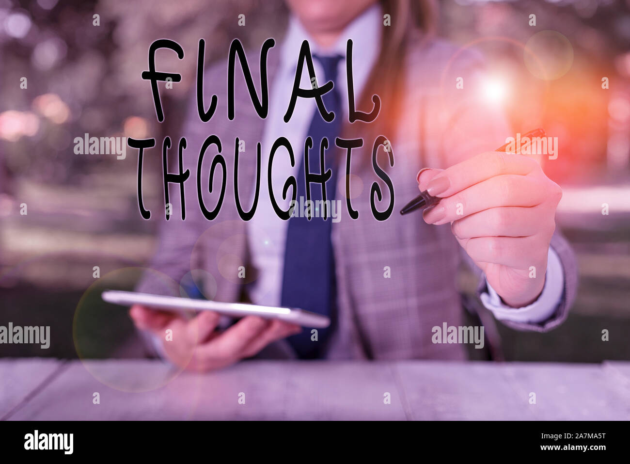 Writing note showing Final Thoughts. Business concept for the ...