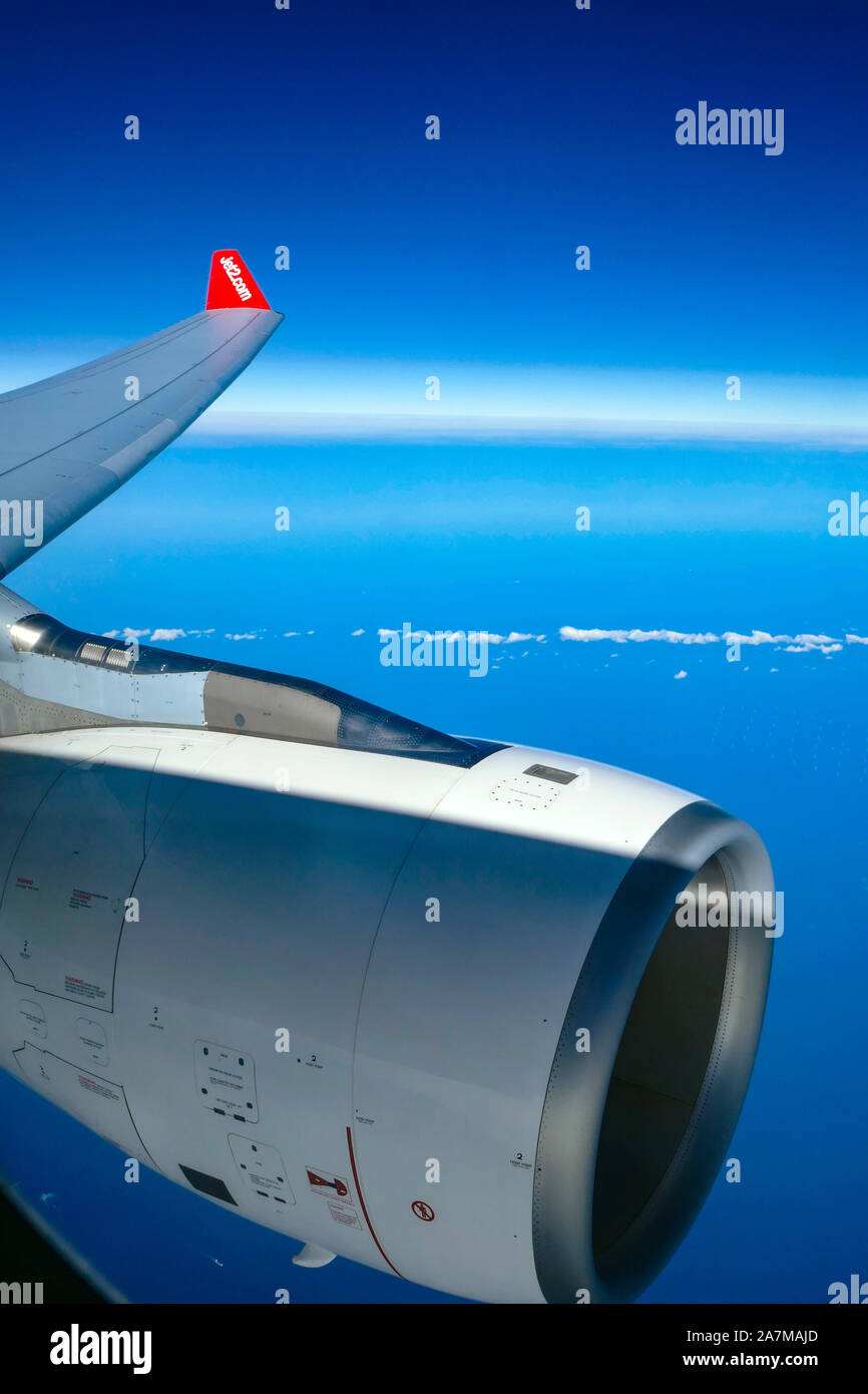 Jet2 wing seen through window, Travel and transport, flights and flying ...
