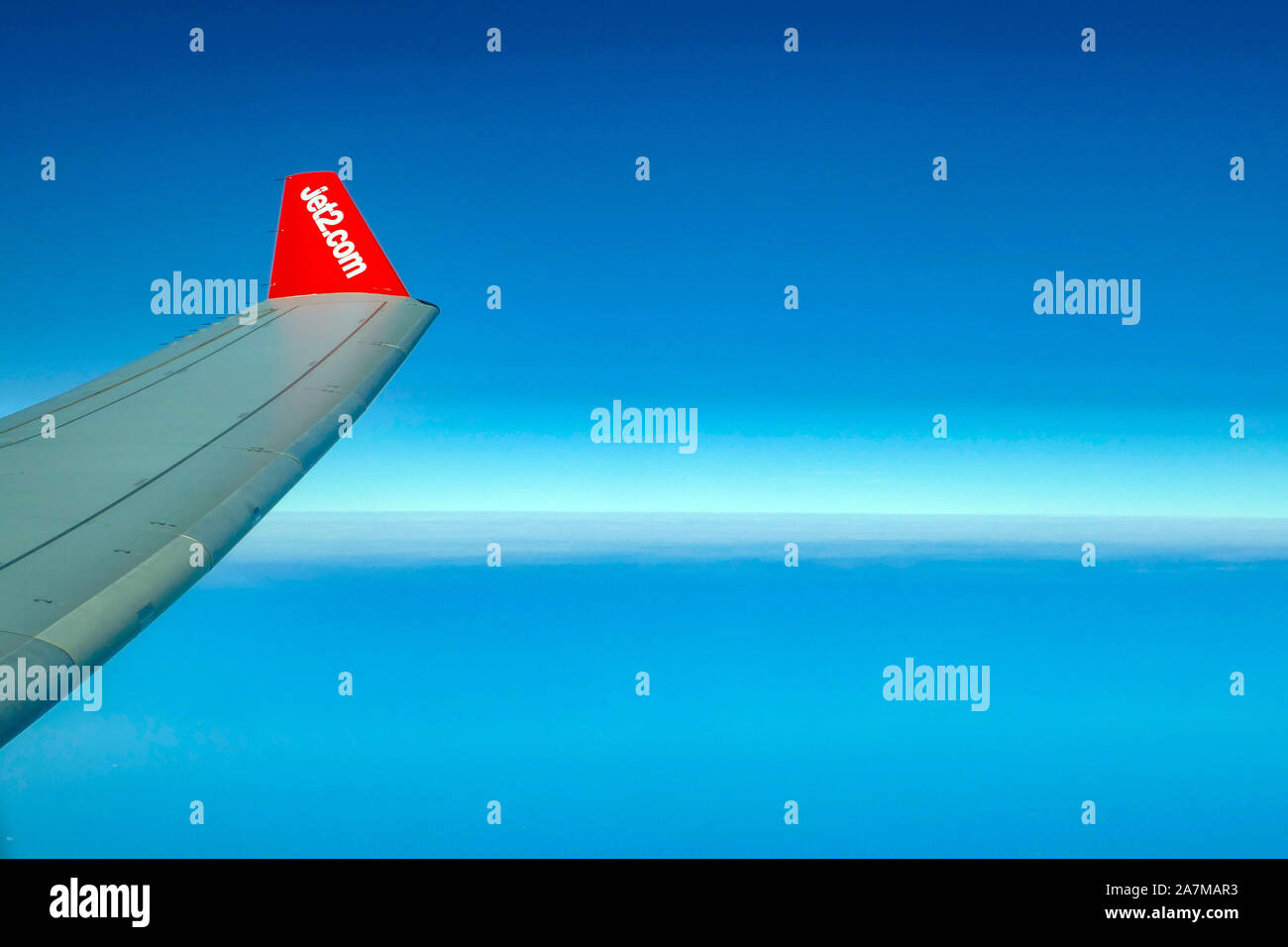Jet2 wing seen through window, Travel and transport, flights and flying ...