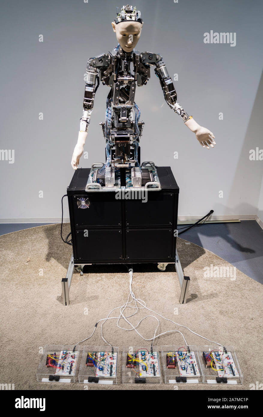 Tokyo, Japan - 12 Oct 2018: A humanoid robot on display at Miraikan ...