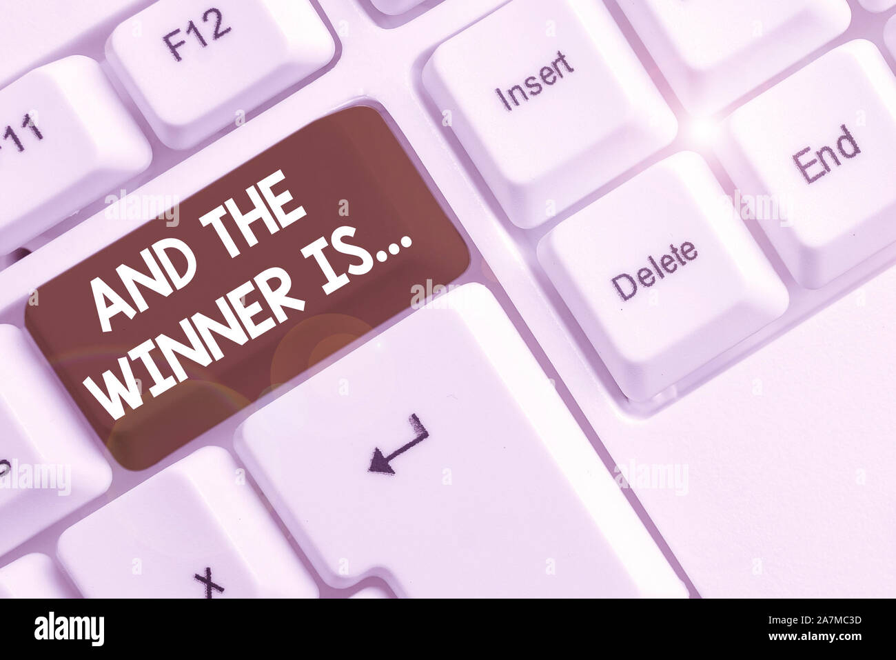 Writing note showing And The Winner Is. Business concept for announcing ...
