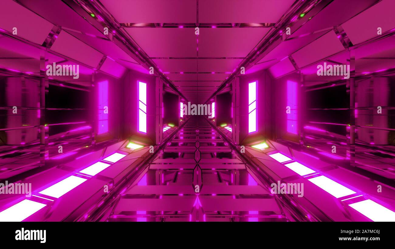 unique high contrast futuristic space scifi hangar tunnel corridor 3d ...