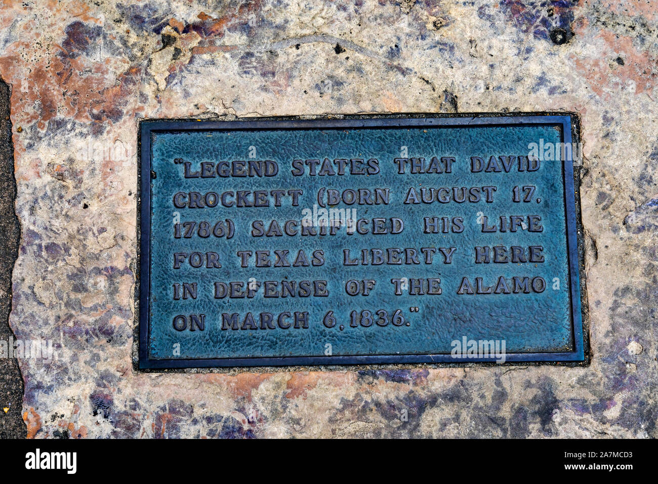 Davy Crockett Death Memorial Alamo Mission San Antonio Texas. Site 1836 ...
