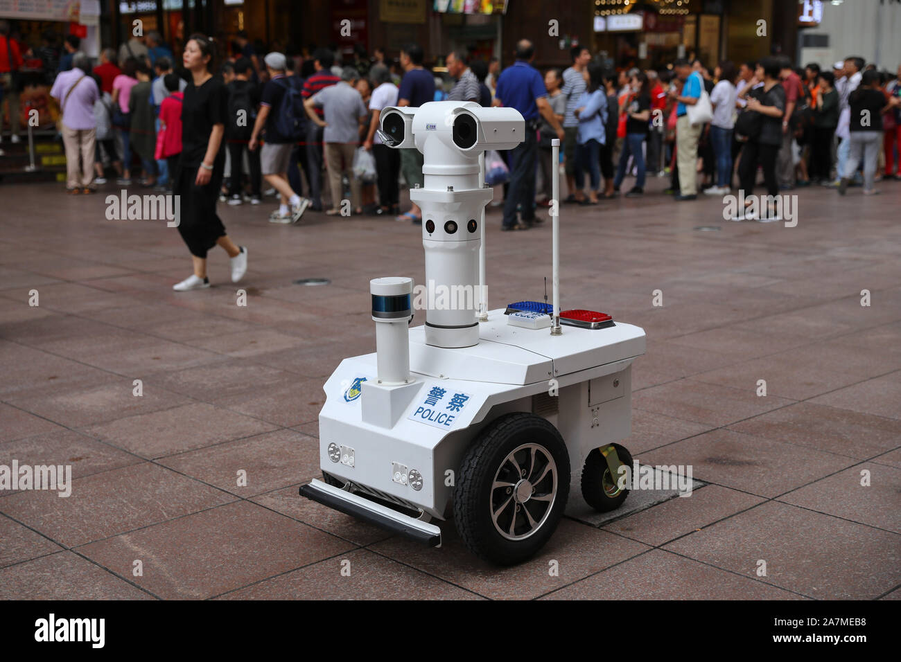 Picture of the robot patrolman on Nanjing East Road in Shanghai, China ...
