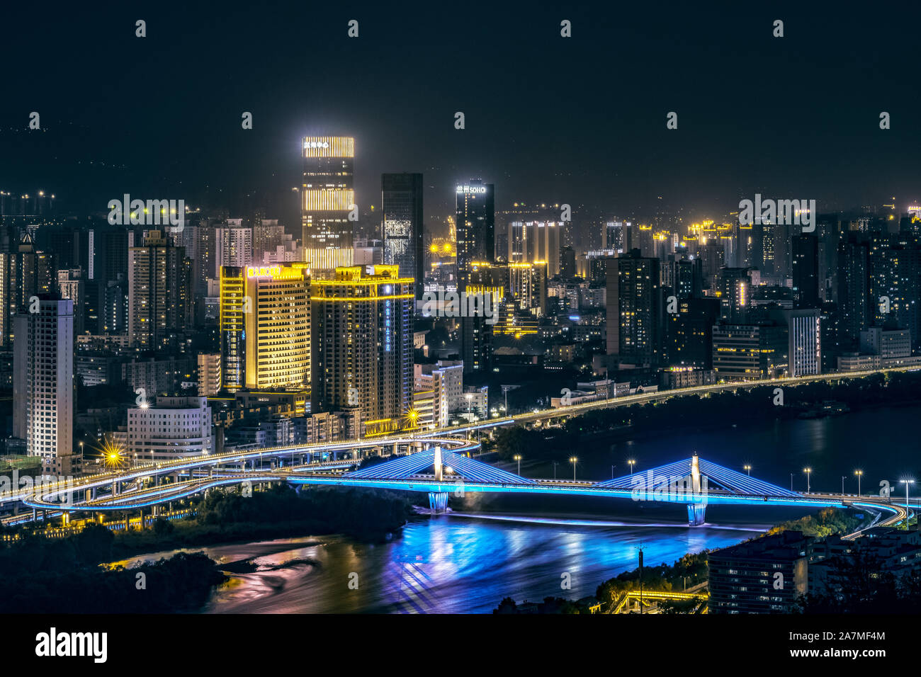 Views of Lanzhou city, a city lies beside the Yellow river and on the ...