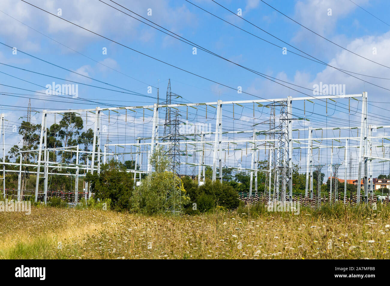 Electric power plant grid Stock Photo - Alamy