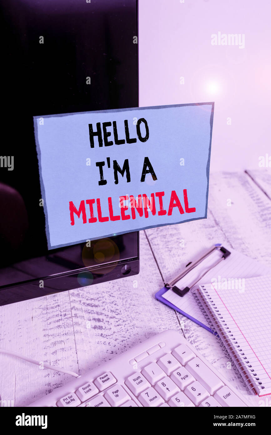 Writing note showing Hello I M A Millennial. Business concept for ...