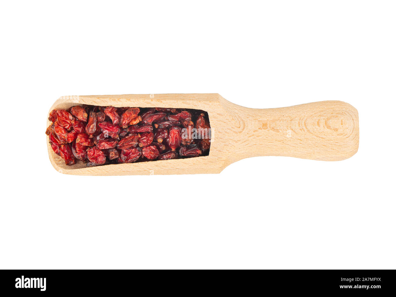 Dry barberry in wooden scoop isolated on white background Stock Photo ...