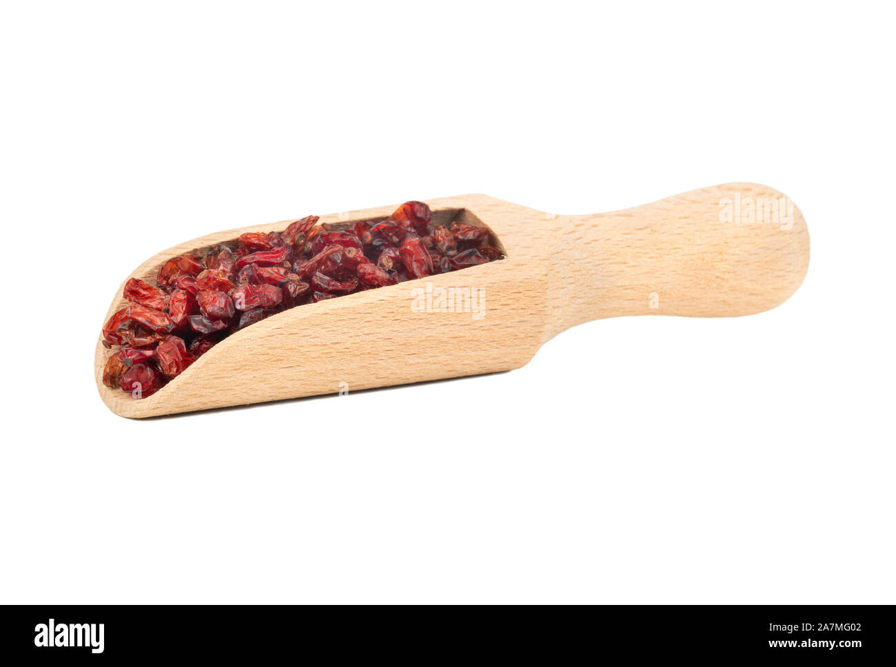 Dry barberry in wooden scoop isolated on white background Stock Photo ...