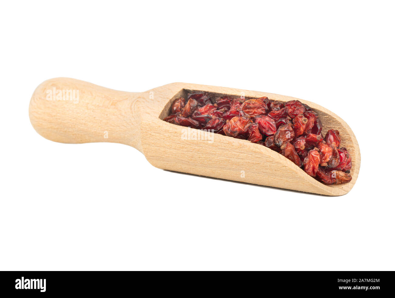 Dry barberry in wooden scoop isolated on white background Stock Photo ...