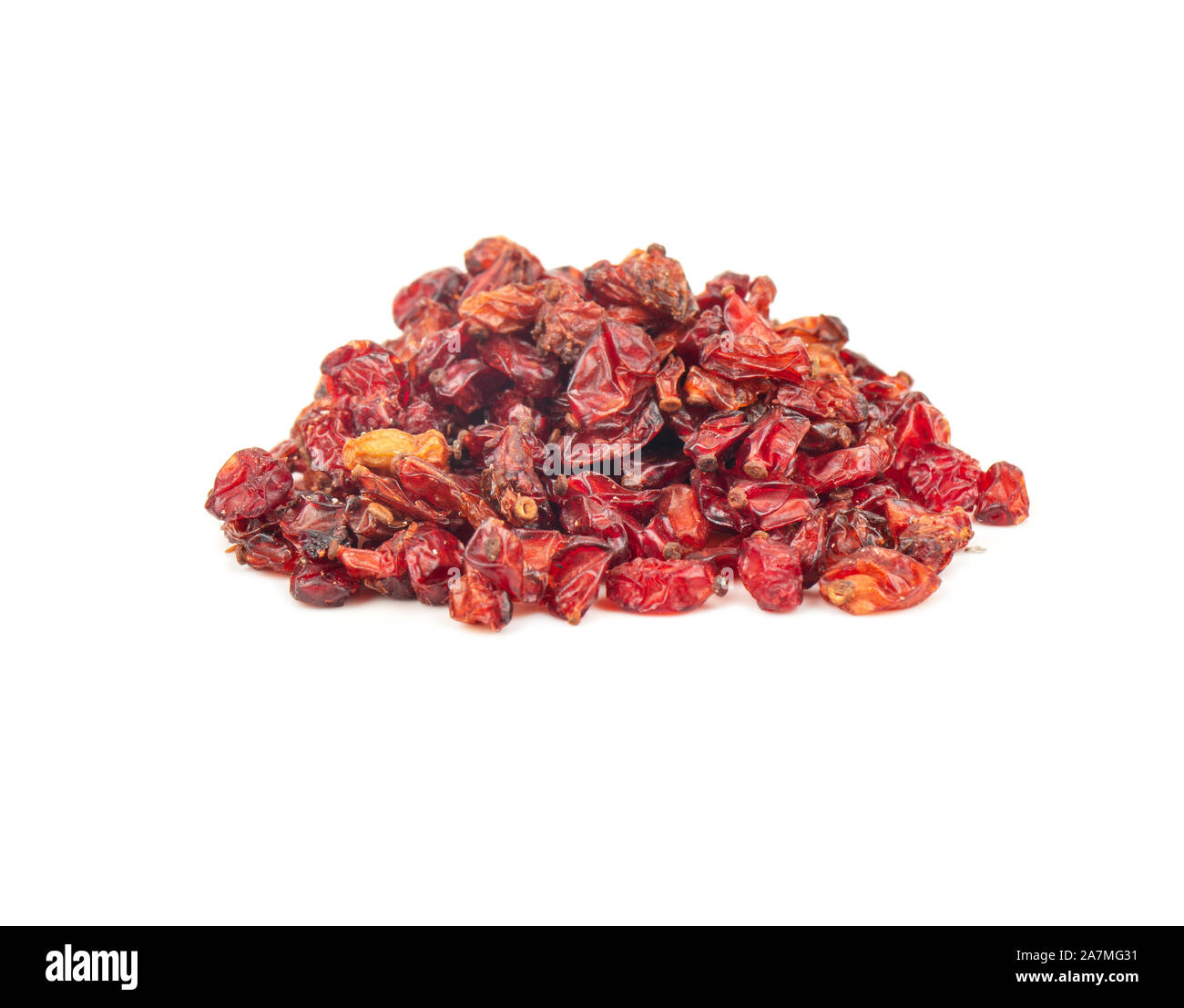 Pile of dry red barberry isolated on a white background Stock Photo - Alamy