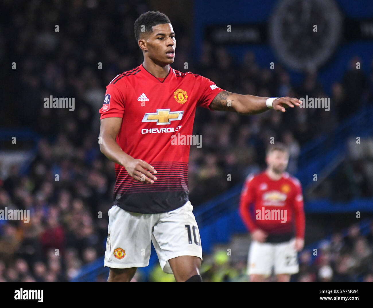 LONDON, ENGLAND - FEBRUARY 18, 2019: Marcus Rashford of Manchester ...