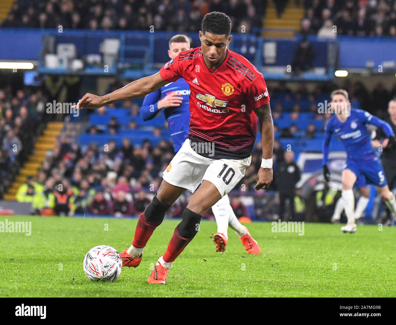 LONDON, ENGLAND - FEBRUARY 18, 2019: Marcus Rashford of Manchester ...