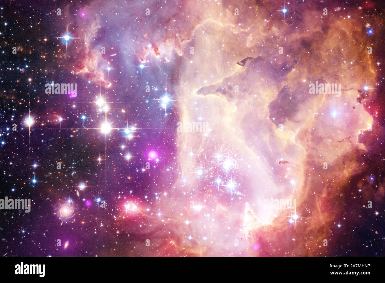 Universe scene with planets, stars and galaxies in outer space ...