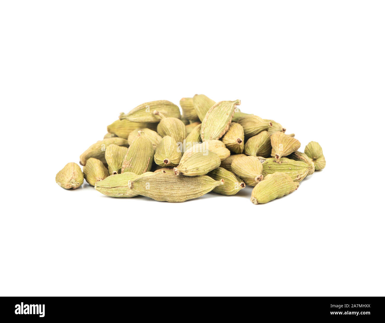 Pile of dry cardamom on a white background Stock Photo - Alamy