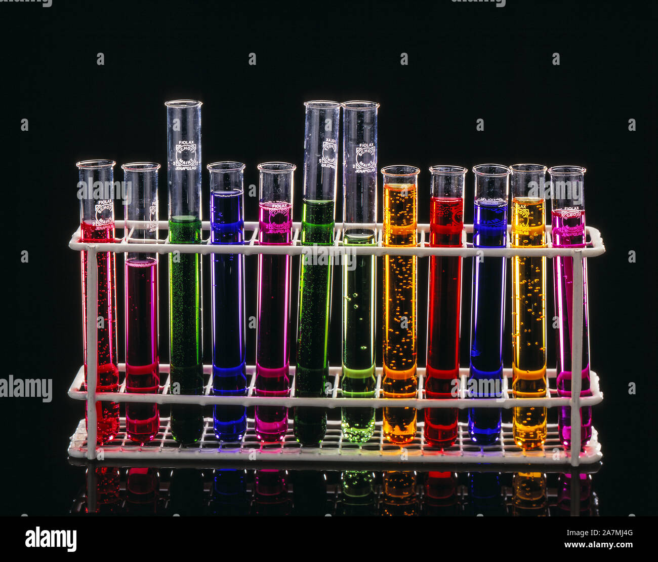 Colorful chemicals in a lab Stock Photo - Alamy