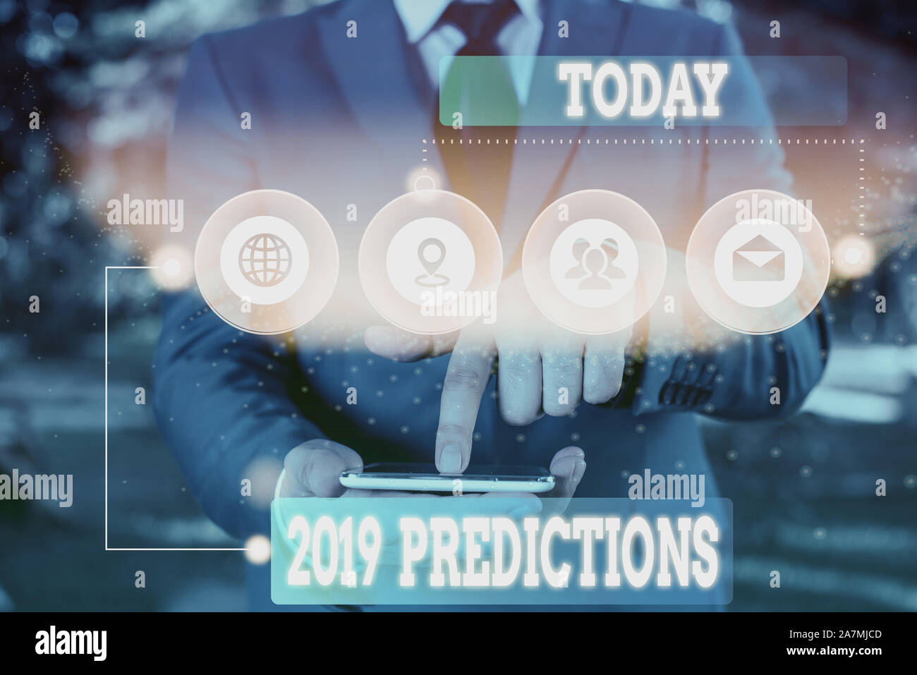 Text sign showing 2019 Predictions. Business photo showcasing statement about what you think ...