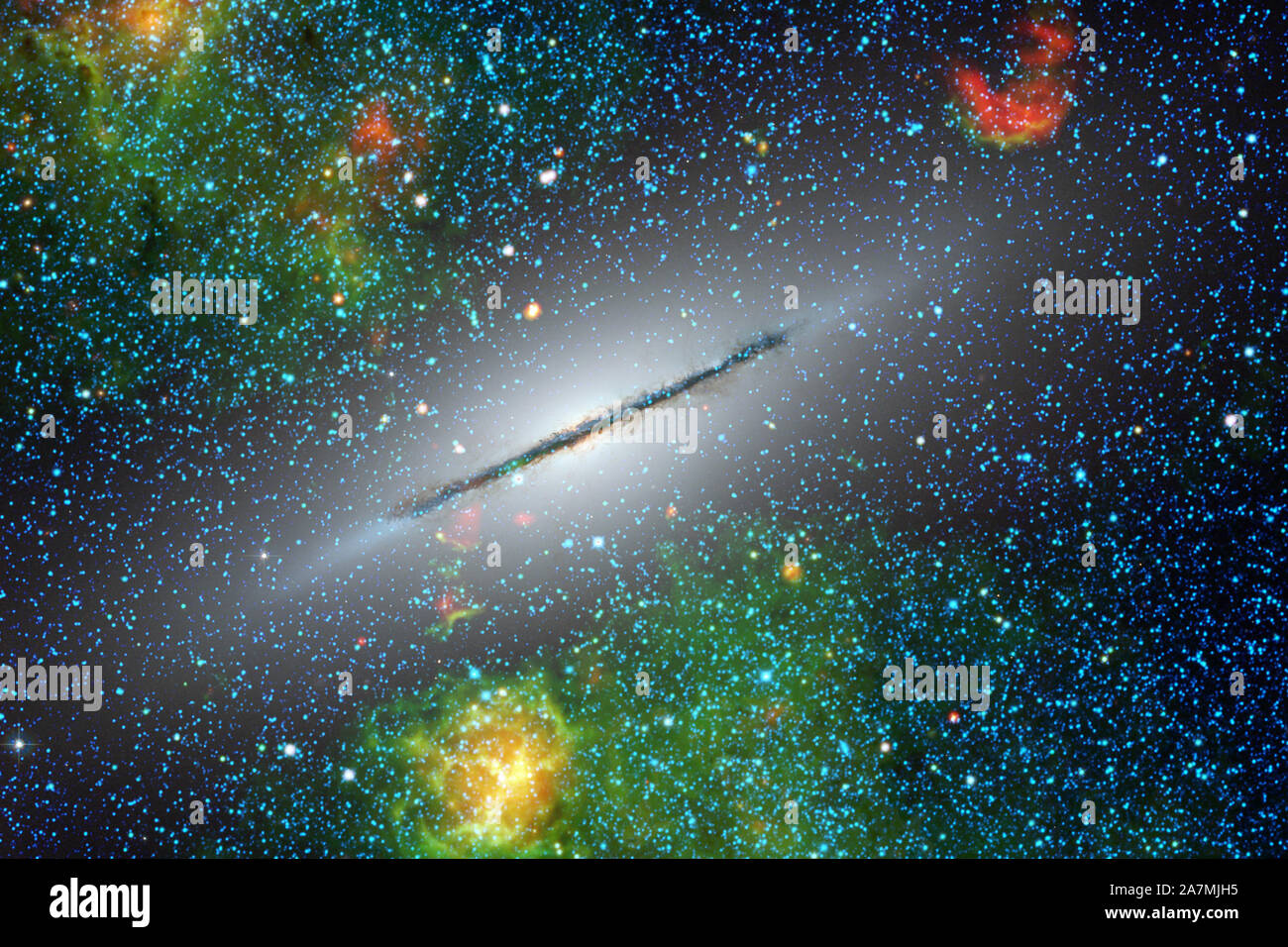 Universe scene with planets, stars and galaxies in outer space ...