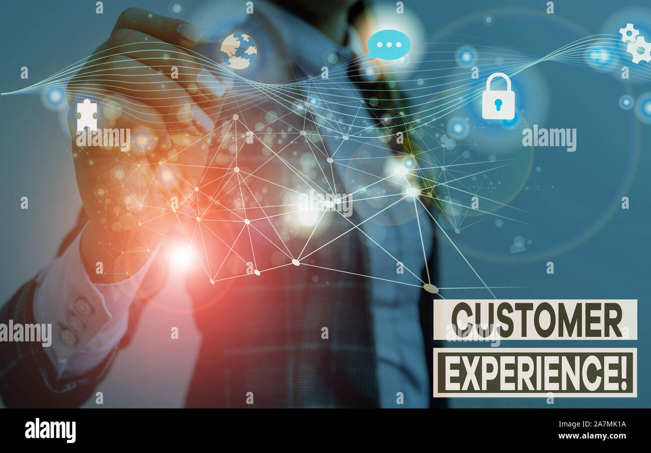 Writing Note Showing Customer Experience Business Concept For Product Of Interaction Between