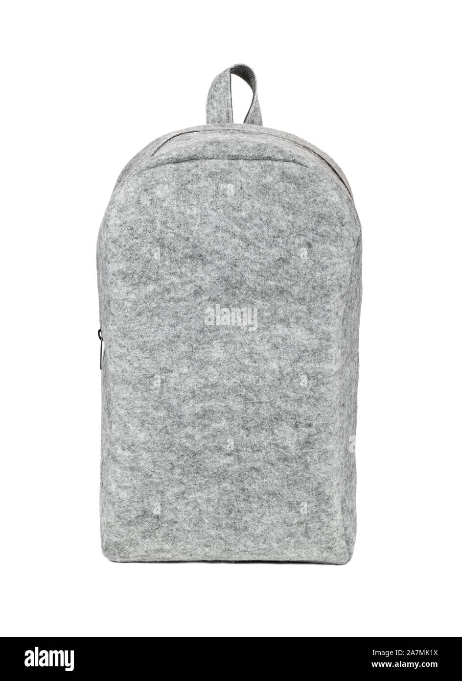 Grey felt backpack isolated on white background Stock Photo - Alamy