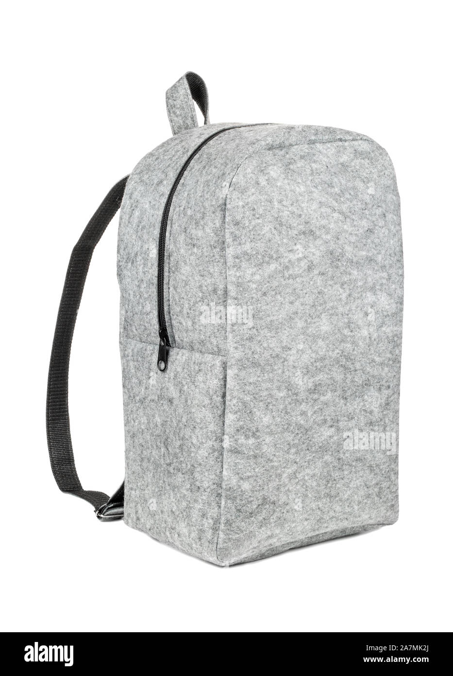 Grey felt backpack isolated on white background Stock Photo - Alamy