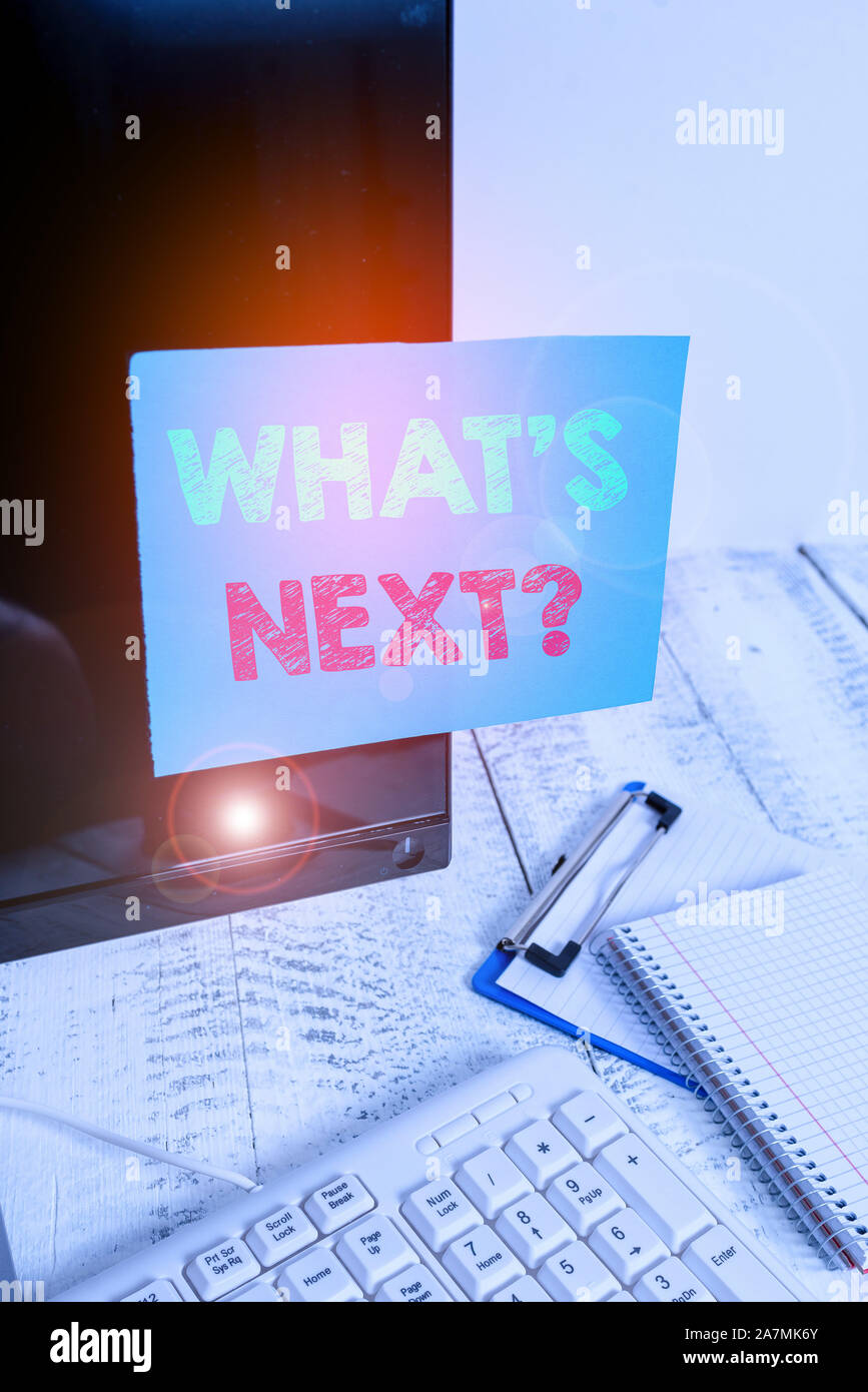 Word writing text What S Next Question. Business photo showcasing ...