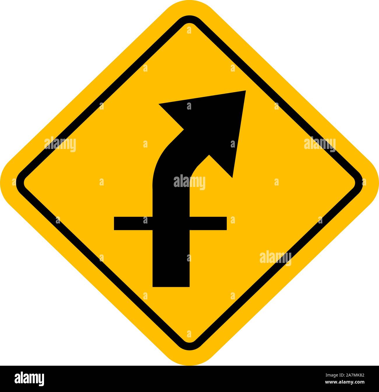 Cross road on a curve sign vector illustration Stock Vector Image & Art ...