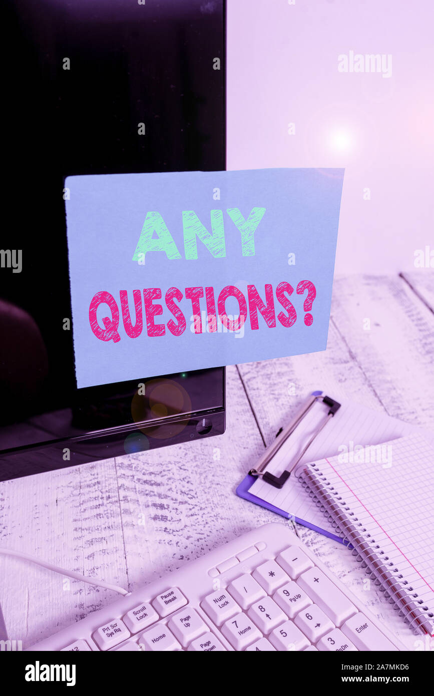 Word writing text Any Questions Question. Business photo showcasing you ...