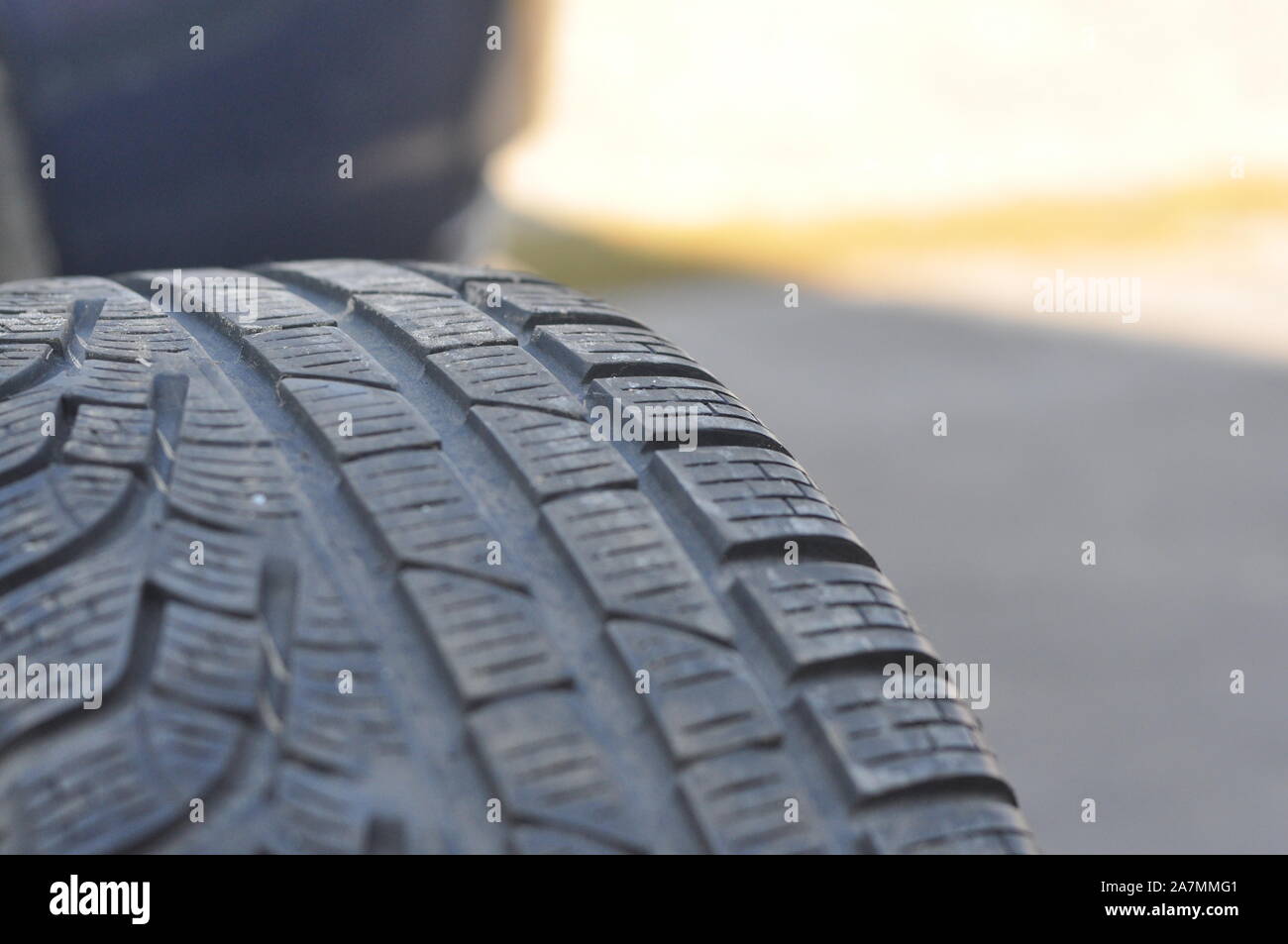 Car tires. Winter European tires for car. Wear. Wheel tread pattern ...