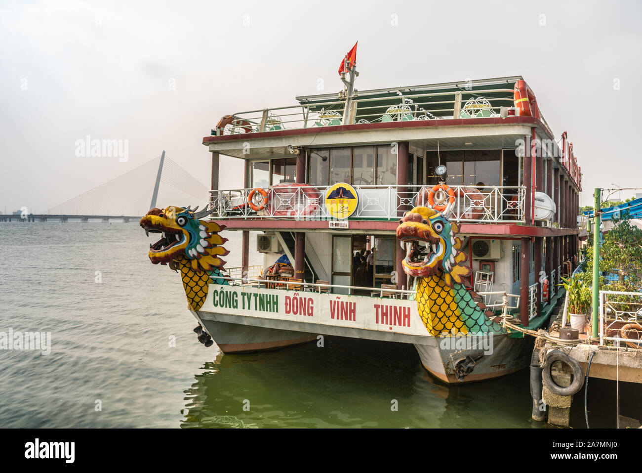 Da Nang, Vietnam - March 10, 2019: River cruise boat with bar and ...