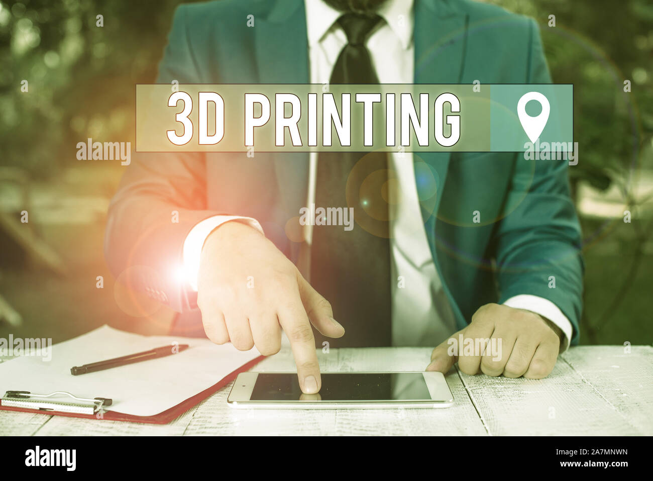 Writing note showing 3D Printing. Business concept for making a ...