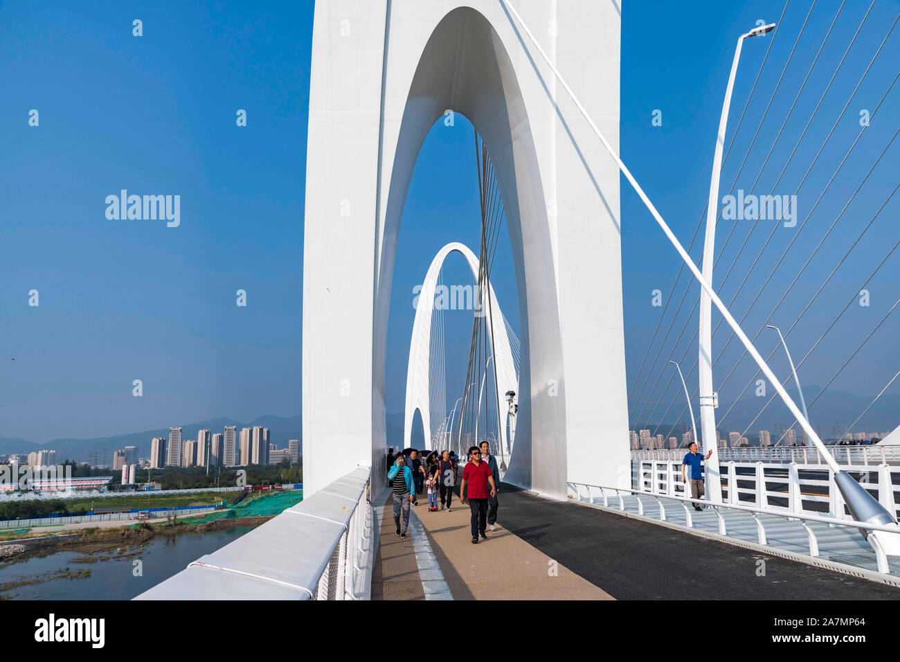The view of Xinshougang Bridge, which is recently opened to the public ...