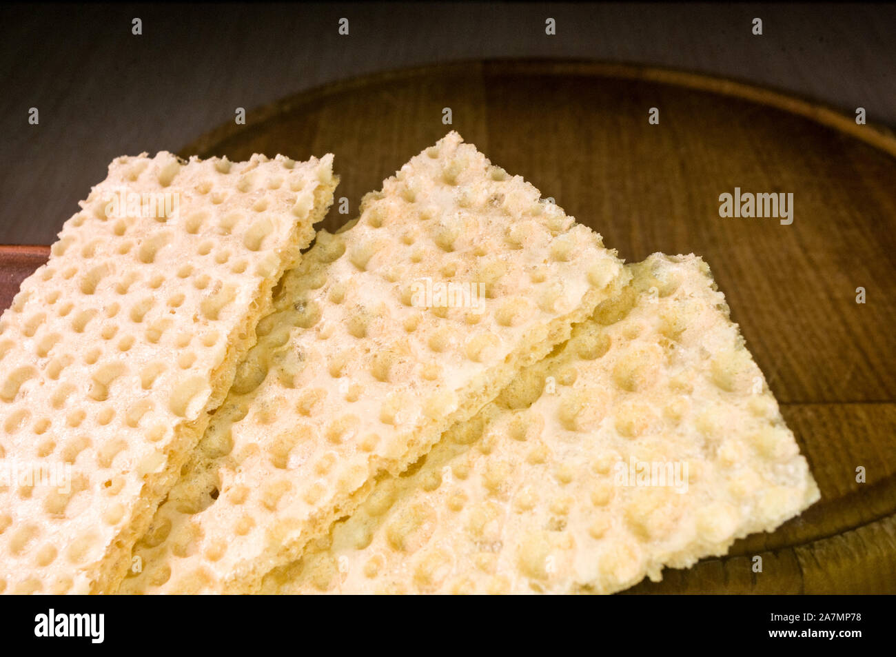 diabetic diet crunches - crispy waffle bread from wheat, texture close ...